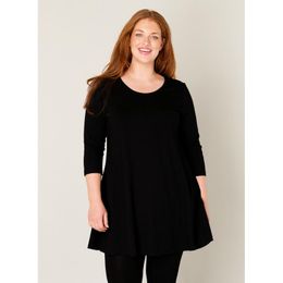 Base Level Curvy Damen Tunikashirt &raquo;Aria&laquo; mit Rundhalsausschnitt schwarz 54 (56)