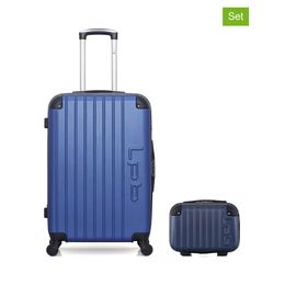 Les P'tites Bombes Les P ́tites Bombes 2tlg. Set: Hardcase-Trolley und Beautycase "Hambourg" in Blau - 73% | Damen-koffer-reisegepaeck