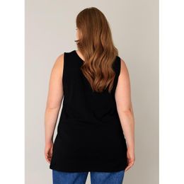 Base Level Curvy Damen Longtop mit weitem Rundhalsausschnitt schwarz 52