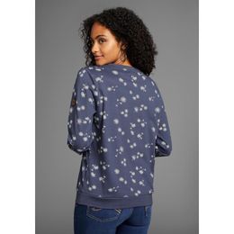 Kangaroos Damen Kangaroos Sweatshirt, mit Pusteblumen Allover-Print blau 52/54