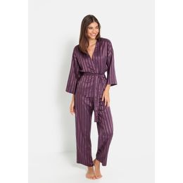 Lscn By Lascana Damen LSCN by LASCANA Pyjama Set, 2 tlg. im Kimono-Stil lila 48