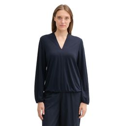 Tom Tailor Damen Tom Tailor Langarmshirt mit V-Ausschnitt blau XS (34)
