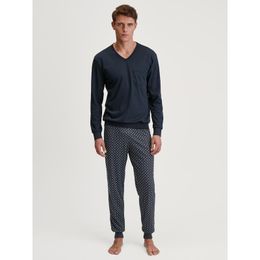 Calida Herren Calida Schlafanzug &raquo;Relax Streamline&laquo; 2 tlg. mit V-Neck und B&uuml;ndchen blau XL (56)