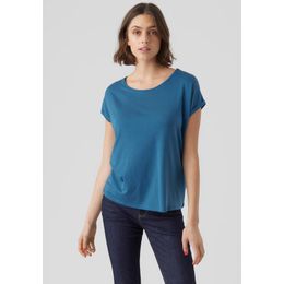 V&eacute;ro Moda Vero Moda Damen Rundhalsshirt &raquo;VMAVA PLAIN SS TOP GAJRS NOOS&laquo; Materialmix, regular fit blau XL