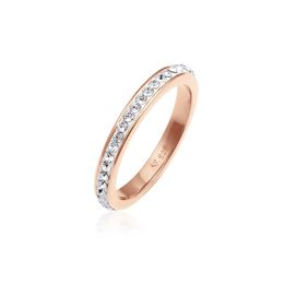 Elli Damen Fingerring &raquo;Bandring 925 Silber vergoldet, mit Kristallen von Swarovski &laquo; rosa
