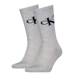 Calvin Klein Jeans Herren Tennissocken &raquo;CKJ MEN SOCK MONOGRAM&laquo; 2 Paar, 2 Stk. tlg. mit verst&auml;rkter Ferse, komfortable Frotteesohle grau 39-42