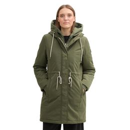 Tom Tailor Damen Tom Tailor Wintermantel mit Kapuze gr&uuml;n XS (34)