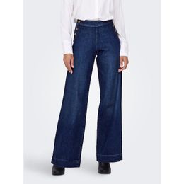 Only Damen Only High-waist-Jeans &raquo;ONLMADISON HW BUTTON WIDE DNM GEN533NOOS&laquo; sanft gewaschener dunkler Denim-Look blau 32, L&auml;nge 32