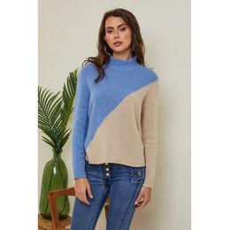 Jos&eacute;fine Pullover in Hellblau/ Beige - 76% | Gr&ouml;&szlig;e XL | Damen-pullover-cardigans