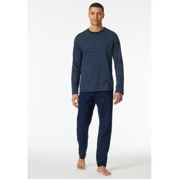 Schiesser Herren Schlafanzug &raquo;Casual Essentials&laquo; 2 tlg. mit Streifen blau 56