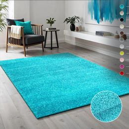 Sanat Hochflor-L&auml;ufer &raquo;LOCA&laquo; rechteckig 30 mm H&ouml;he Wohnzimmer, Langflor, Shaggy, Schlafzimmer blau Kunstfaser