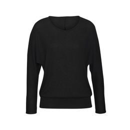 Vivance Damen Langarmshirt &raquo;mit breitem Bund&laquo; aus strukturiertem Feinstrick mit Viskose schwarz 36/38