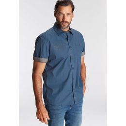 MAN'S WORLD Man's World Herren Kurzarmhemd mit kleinem Brustprint blau M (39/40), N-Gr