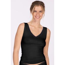 Nina von C. Damen Achselhemd &raquo;Simply&laquo; basic, weich, elastisch, bequem, eng, mit Spitze, V-Ausschnitt schwarz 46, N-Gr