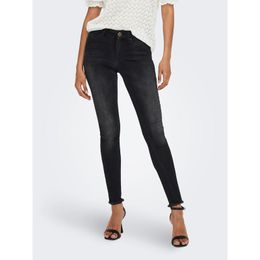 Only Damen Only Ankle-Jeans &raquo;ONLBLUSH MID SK ANK RW REA1099 NOOS&laquo; mit fransigen S&auml;umen schwarz M (38), L&auml;nge 34