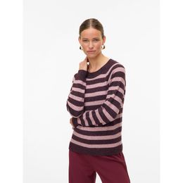V&eacute;ro Moda Vero Moda Damen Rundhalspullover &raquo;VMDOFFY LS O-NECK BLOUSE GA NOOS&laquo; Materialmix, regular fit braun M