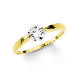Amor Damen Fingerring &raquo;Schmuck Geschenk Solit&auml;r Ring LIEBE, Glitzerstein Gold 333&laquo; mit Zirkonia (synth.) gelb