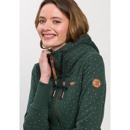 Ragwear Damen Kapuzensweatjacke &raquo;NESKA DOTS MULTICOLOR ZIP O&laquo; Longsleeve Jacke im Multicolor-Allover-Dots-Print-Design gr&uuml;n XS