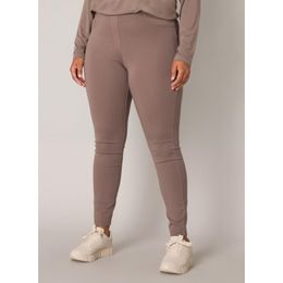 Base Level Curvy Damen Treggings mit elastischem Bund und angedeuteten Eingrifftaschen grau 58 (60), N-Gr