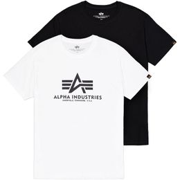 Alpha Industries Herren Rundhalsshirt &raquo;Basic T 2 Pack&laquo; Set, 2 Stk. schwarz-wei&szlig; L