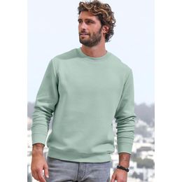 John Devin Herren Sweatshirt, Langarm, Pullover mit Struktur, Rundhals, Baumwollmischung gr&uuml;n S (44/46)