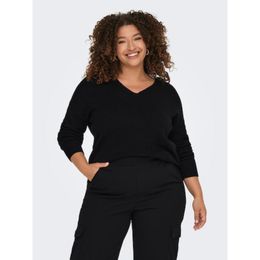 Only Carmakoma Damen Only CARMAKOMA V-Ausschnitt-Pullover &raquo;CARMARGARETA LS PULLOVER KNT NOOS&laquo; Viskosemischung, regular fit schwarz L