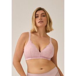 Naturana Damen B&uuml;gelloser BH &raquo;The Friday&laquo; 1 Stk. mit Spitze, feminin, bequem, weich, ohne B&uuml;gel, verstellbare Tr&auml;ger pink 85, Cup C