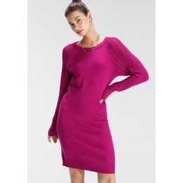 Tamaris Damen Strickkleid Mini-L&auml;nge mit Ajourstrickmuster aus Viskosemischung lila 42, N-Gr