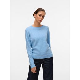 V&eacute;ro Moda Vero Moda Damen Rundhalspullover &raquo;VMDOFFY LS O-NECK BLOUSE GA NOOS&laquo; Materialmix, regular fit blau XS