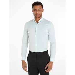 Calvin Klein Herren Langarmhemd &raquo;POPLIN STRIPE SLIM SHIRT&laquo; mit Logopr&auml;gung gr&uuml;n 45, N-Gr