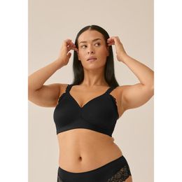Naturana Damen B&uuml;gelloser BH &raquo;The Friday&laquo; 1 Stk. vorgeformte Cups, breite Tr&auml;ger, ohne B&uuml;gel, mit Spitze, bequem schwarz 75, Cup C