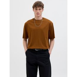 Jack & Jones Jack & Jones Damen Oversize-Shirt &raquo;JJEBRADLEY Oversize T-Shirt mit klassischem Rundhalsausschnitt&laquo; mit gek&auml;mmten Jersey braun M