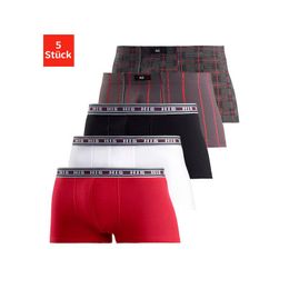 H.I.S. H.I.S Herren Hipster Packung, 5 Stk. knapp sitzende Boxershorts aus Baumwoll-Stretch rot S, 5 Stk.