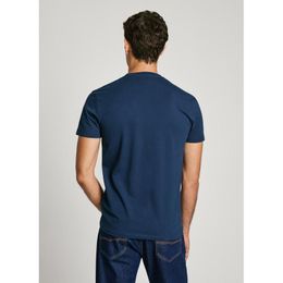 Pepe Jeans Herren T-Shirt mit Markenprint vorne blau L