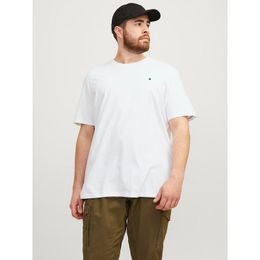 Jack & Jones PlusSize Jack & Jones Plussize Herren Jack & Jones PlusSize T-Shirt &raquo;JJEPAULOS TEE SS CREW NECK NOOS PLS&laquo; mit Logo Stickerei wei&szlig; 5XL