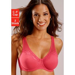 Petite Fleur Minimizer-BH Packung, 2 St&uuml;ck, mit nahtlos vorgeformten Cups aus Baumwolle pink 105, Cup C Minimizer-BH