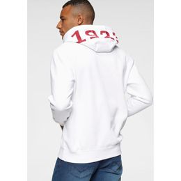 H.I.S. H.I.S Herren Kapuzensweatshirt, mit Print und Badge, Kapuze, f&uuml;r sportliche Outfits wei&szlig; S (44/46)