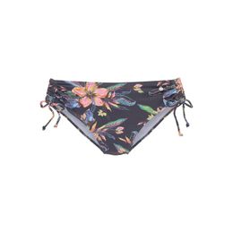 Lascana Damen Lascana Bikini-Hose &raquo;Malia&laquo; mit seitlicher Raffung mit tropischem Print bunt 34, N-Gr