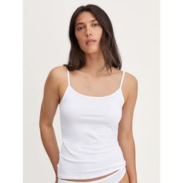 Calida Damen Calida Spaghettitop &raquo;Essential Cotton&laquo; tiefer Ausschnitt, Single Jersey Qualit&auml;t, schmale Tr&auml;ger, weich wei&szlig; XS (36/38)