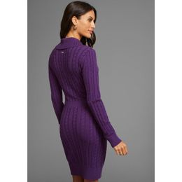 Laura Scott Damen Strickkleid in trendigem Zopfstrickmuster lila 46, N-Gr