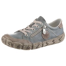 Rieker Damen Sneaker mit Zierrei&szlig;verschluss, Freizeitschuh, Halbschuh, Schn&uuml;rschuh blau 36