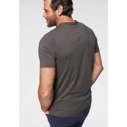 MAN'S WORLD Man's World Herren Henleyshirt Kurzarm, l&auml;ssige Passform, bedruckt, Rundhals, casual grau S (44/46)