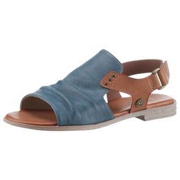 Mustang Shoes Damen Riemchensandale , Sommerschuh, Sandalette, Blockabsatz, mit Klettverschluss blau 36
