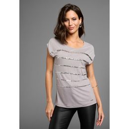 Laura Scott Damen T-Shirt figurumspielende Passform, Rundhalsausschnitt grau 48