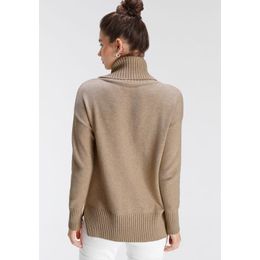 Tamaris Damen Rollkragenpullover in l&auml;ssiger Form mit seitlichen Schlitzen beige 40/42