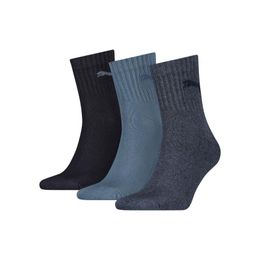 Puma Damen Puma Sportsocken &raquo;short crew&laquo; 3 Stk. tlg. gepolsterte Frottee-Sohle, atmungsaktiv blau 35-38