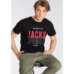 Jack & Jones Jack & Jones Herren T-Shirt &raquo;JCOKOMPO Kurzarm-Design mit Print und optimaler Passform&laquo; Print, modisch, regular fit, Baumwolle, Rundhals schwarz XS