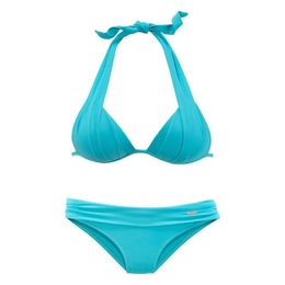 Lascana Damen Lascana Triangel-Bikini im Nacken zu binden, wattierte Cups, mit eingearbeiteten Kissen blau 34, Cup B