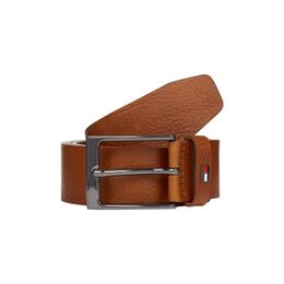Tommy Hilfiger Herren Lederg&uuml;rtel &raquo;LAYTON 3.5 cm breit&laquo; Metallpatch, Einfachdornschlie&szlig;e braun