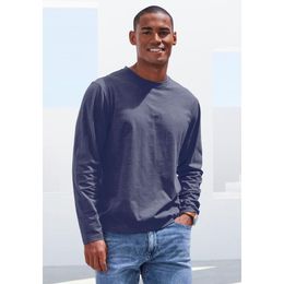 John Devin Herren Langarmshirt &raquo;mit Slub-Garn Struktur&laquo; 2er-Pack, Longsleeve aus leichter, strukturierter Baumwollqualit&auml;t blau S (44/46)